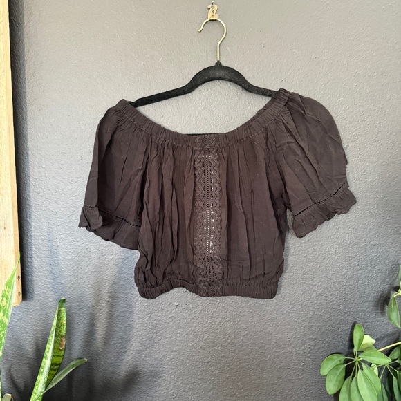 Rachel Parcell | Tops | Rachel Parcell Black Offshoulder Crop | Poshmark